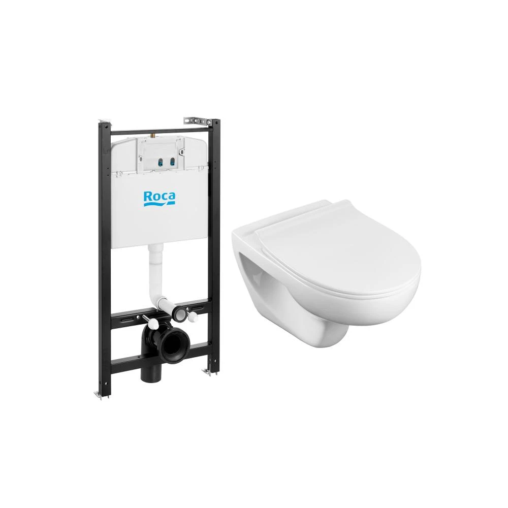 Комплект Roca Victoria Pack подвесной унитаз Rimless, инсталляция, Slim ...